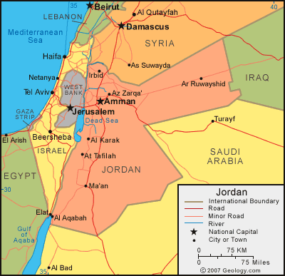 Jordanien Karte - Jordanien