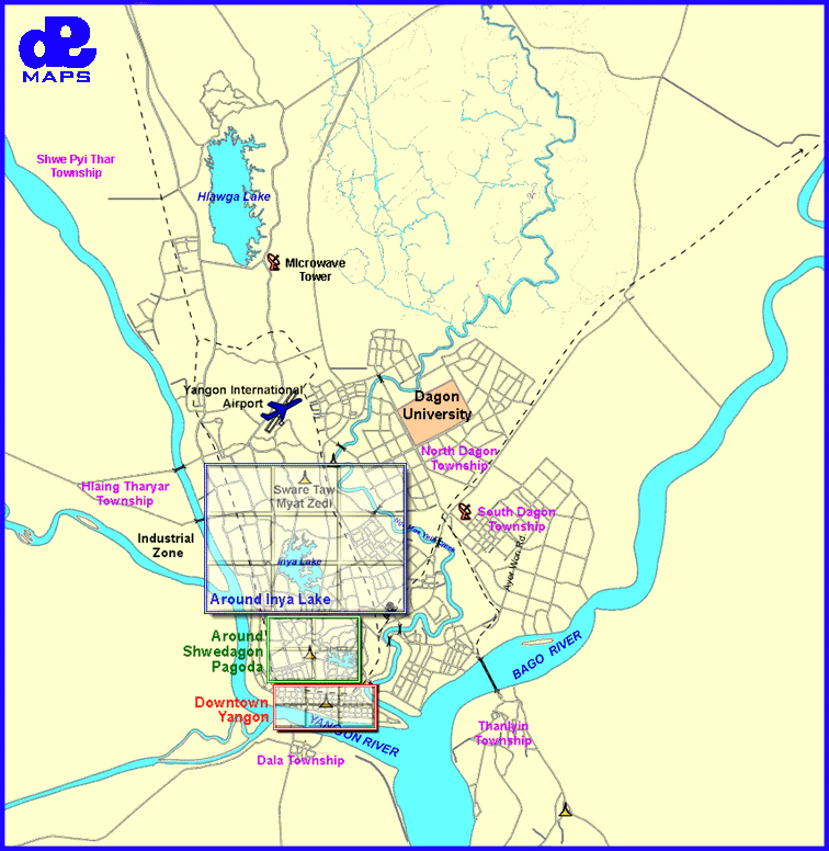 Yangon Karte - Myanmar