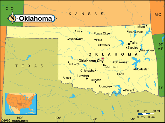 Shawnee Oklahoma Karte - Vereinigte Staaten