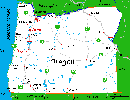 Portland Oregon Karte - Vereinigte Staaten